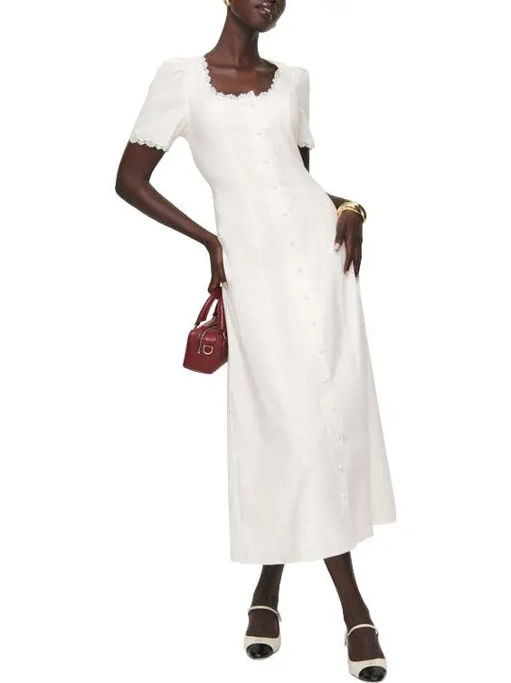 REFORMATION Alida Organic Cotton Midi Dress - White