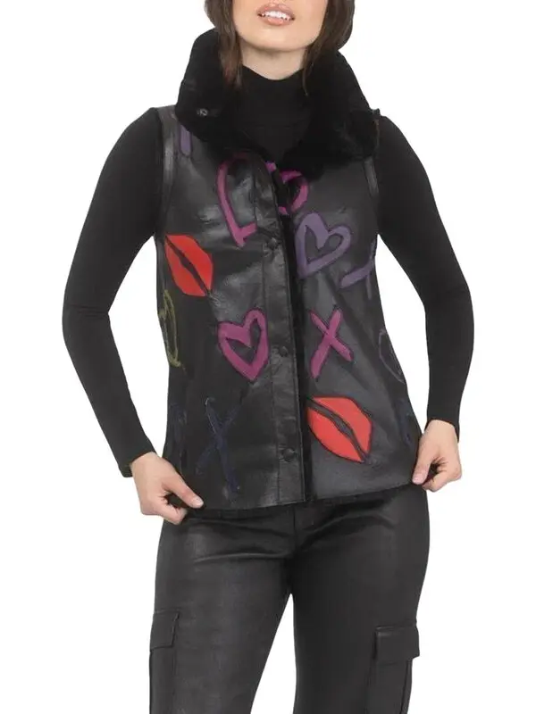 Gorski Reversible Shearling Vest - Black