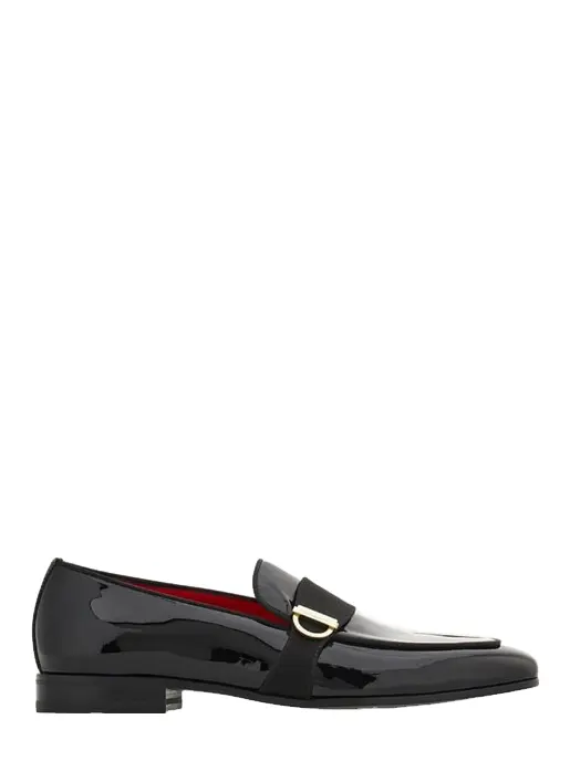 FERRAGAMO Moccasin With Gancini Ornament - Black