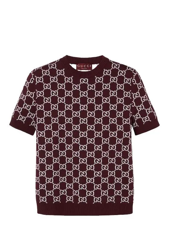 Gucci Reversible Gg Wool Jacquard Top - Bordeaux