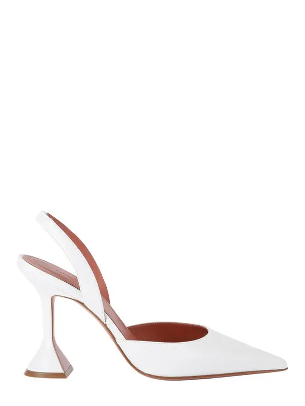 Amina Muaddi Leather Holli Slingback Pumps 95 - White