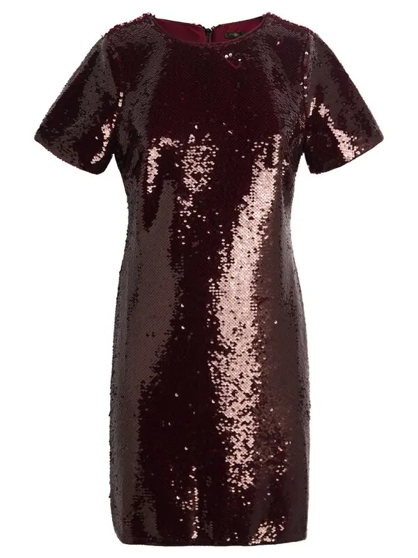 Maje Sequinned Mini T-shirt Dress - Red