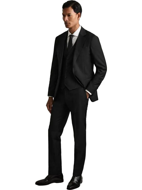 REISS Aspire Slim-fit Wool Suit Waistcoat - Black