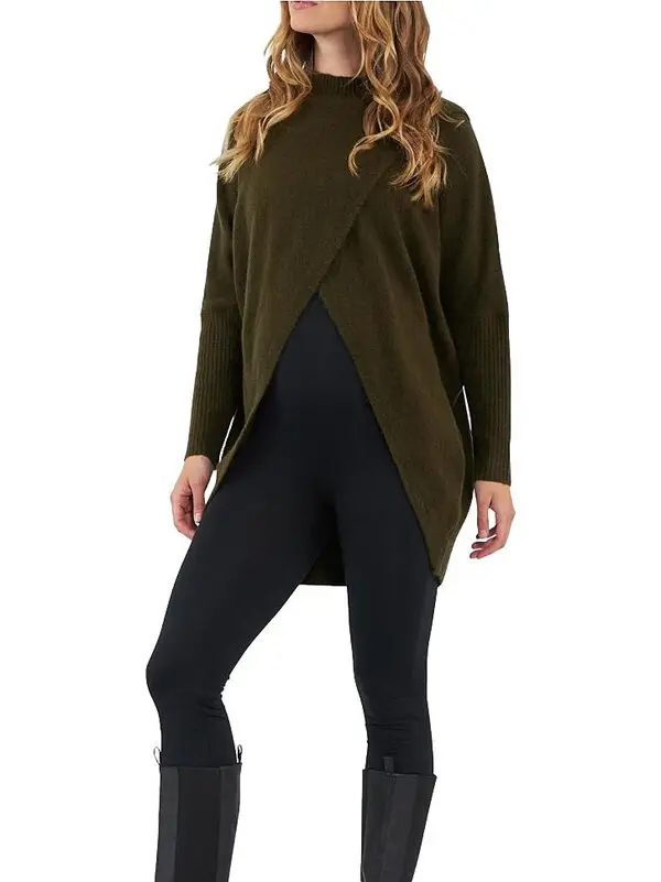 RIPE MATERNITY Hallie Cross Over Knit Sweater - Khaki