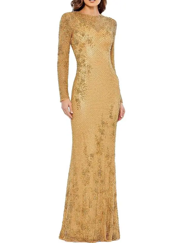 Mac Duggal Embellished Evening Gown - Gold