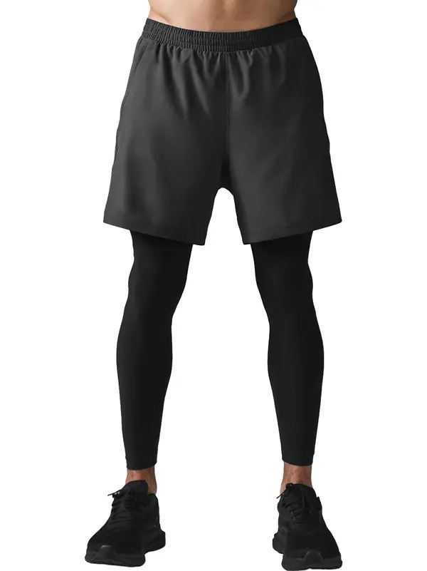 Alo Yoga 5" Revival 2-in-1 Pants - Anthracite/black