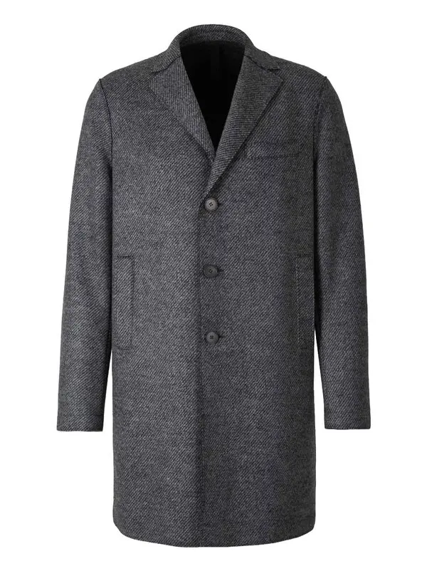 Harris Wharf London Herringbone Boxy Fit Coat - Grey