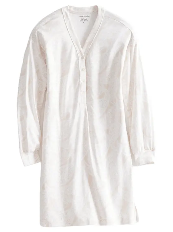 VERA BRADLEY Henley Night Dress In Paisley Key Pumice Stone - White