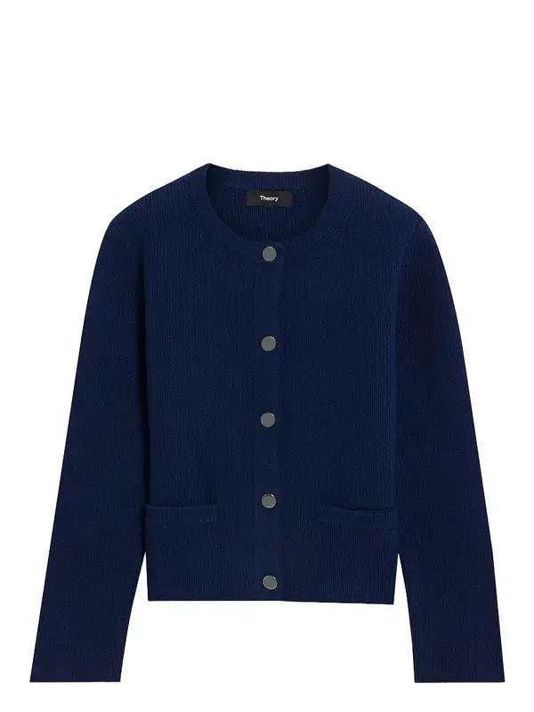 Theory Wool And Cashmere-blend Cardigan - Navy