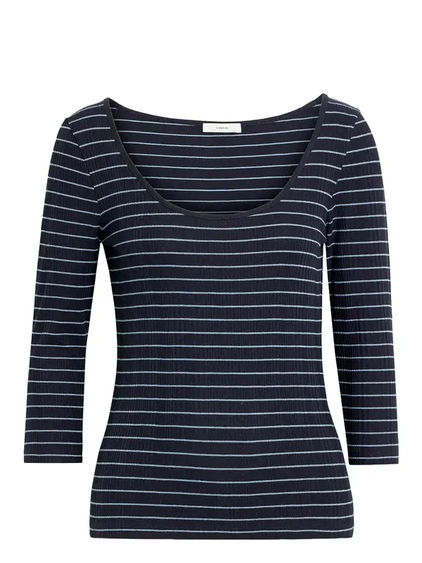 Vince Striped Ribbed-knit Top - Navy