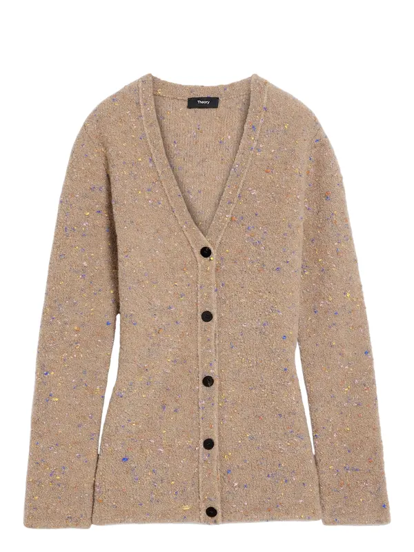 Theory Donegal Bouclé-knit Merino Wool-blend Cardigan - Sand