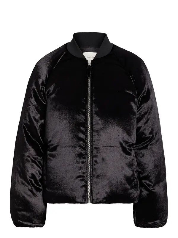 LOULOU STUDIO Lafu Velvet Bomber Jacket - Black