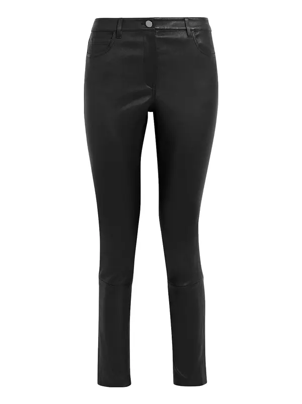 Theory Leather Skinny Pants - Black