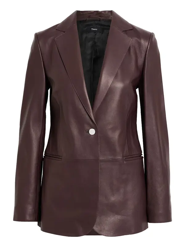 Theory Leather Blazer - Merlot