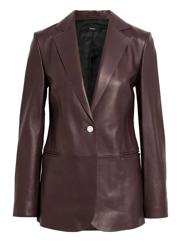 Theory Leather Blazer - Merlot