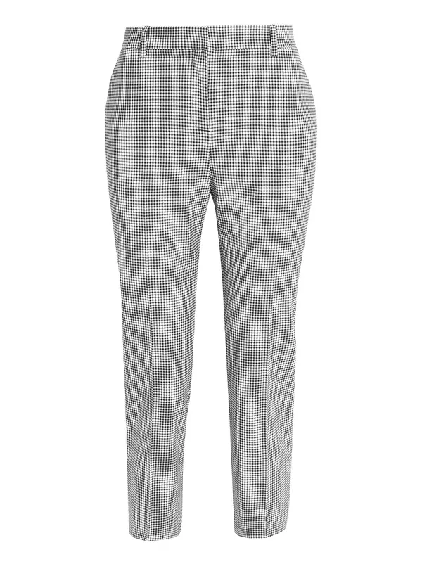 Theory Cropped Gingham Wool-blend Pants - Black