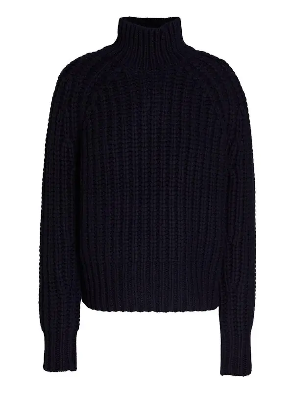 Vince Ribbed Wool And Cashmere-blend Turtleneck Sweater - Midnight Blue