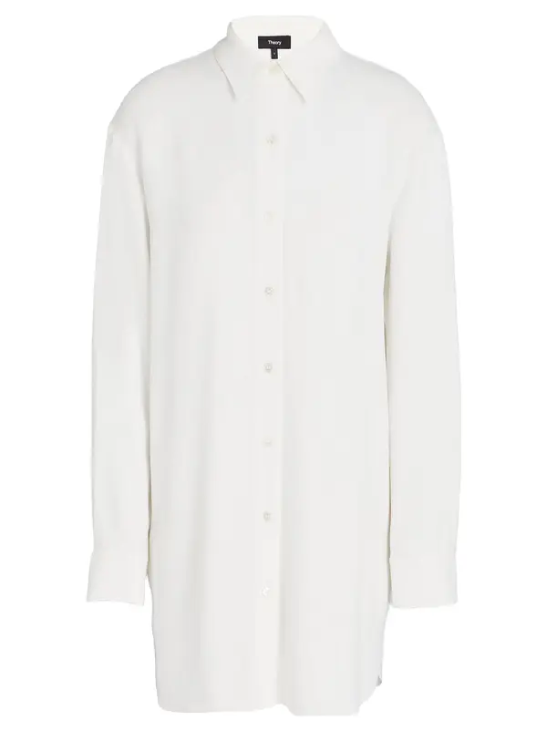 Theory Crepe Mini Shirt Dress - White