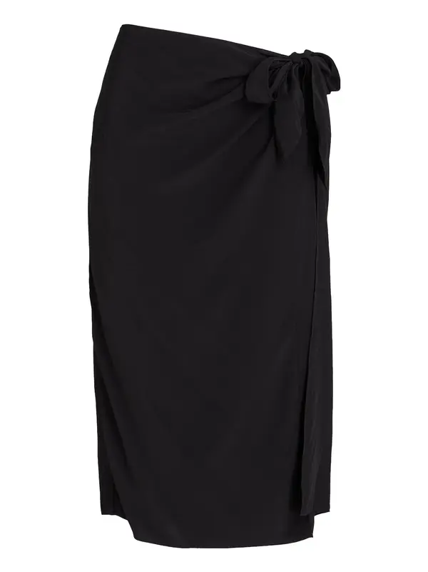 Theory Wrap-effect Crepe Midi Skirt - Black