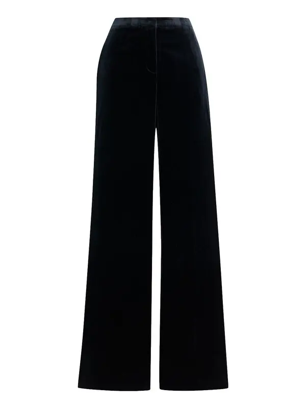 Theory Demitria Stretch Cotton-velvet Flared Pants - Midnight Blue