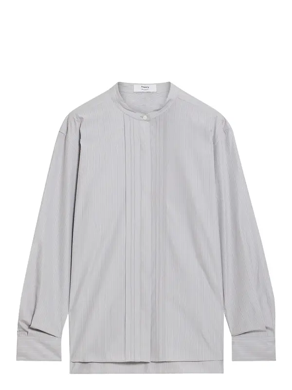 Theory Striped Cotton-blend Poplin Shirt - Gray