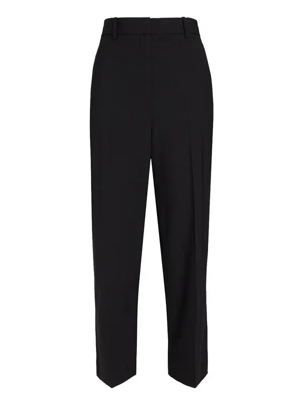 Theory Cropped Straight-leg Wool-blend Pants - Black