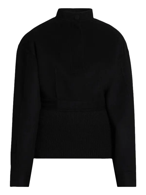 JIL SANDER Half Placket Wool Sweater - Black