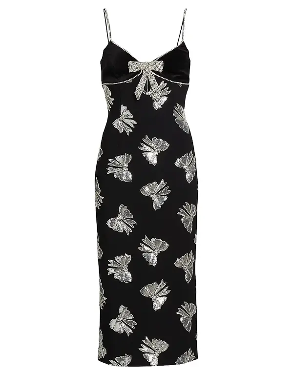 Rebecca Vallance Valor Sequined Bow Midi-dress - Black