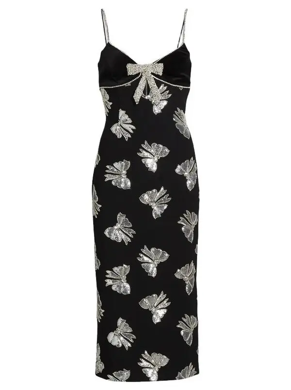 Rebecca Vallance Valor Sequined Bow Midi-dress - Black