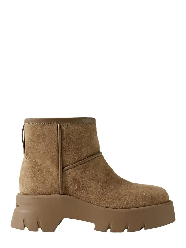 GIANVITO ROSSI Stormy 50 Shearling-lined Suede Ankle Boots - Brown
