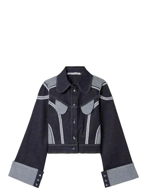 TOLU COKER Paneled Denim Jacket - Blue