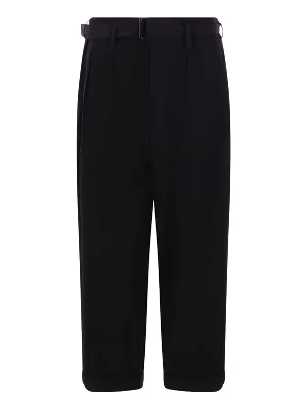 Yohji Yamamoto Belted Wool Trousers - Black