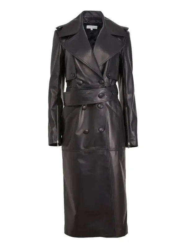 Fleur Du Mal Moto Leather Trench Coat - Black