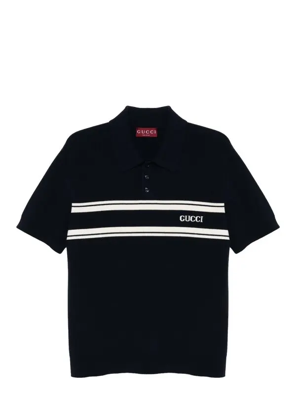 Gucci Logo-jacquard Polo Shirt - Blue