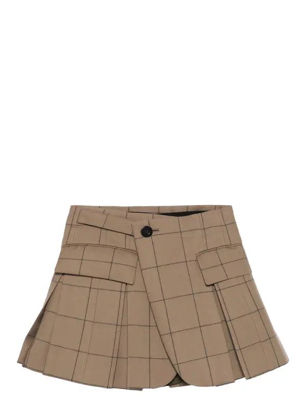 Sacai Windowpane-print Thigh-length Shorts - Brown
