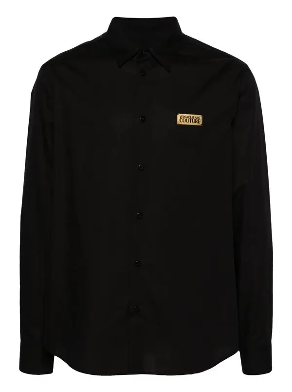 Versace Logo-plaque Cotton Shirt - Black