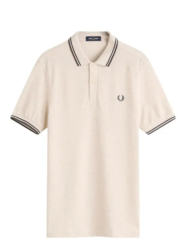 Fred Perry Twin Tipped Polo - Porridge Marl/anchor Grey