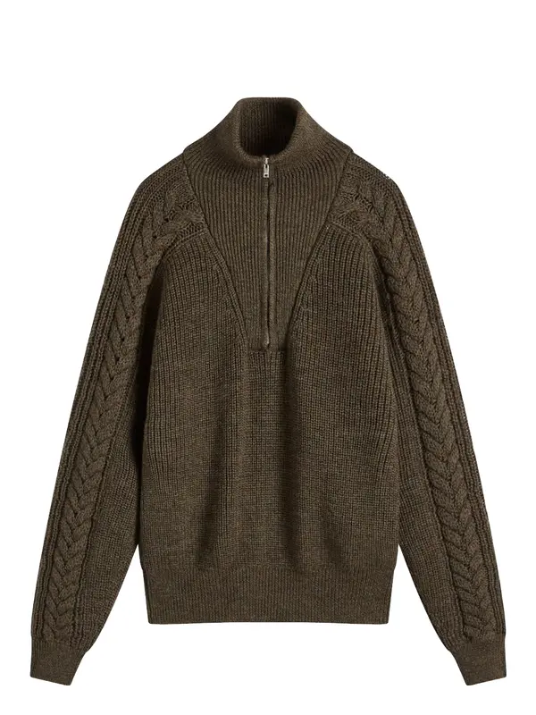 Isabel Marant Lenz Half Zip Jumper - Dark Khaki