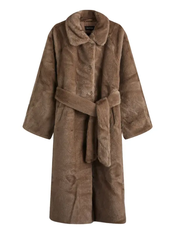 MEOTINE Kelly Long Faux Fur Coat - Light Brown