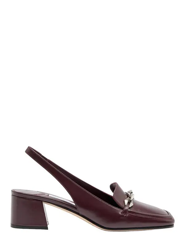 JIMMY CHOO Diamond Tilda 45 Leather Slingback Pumps - Burgundy