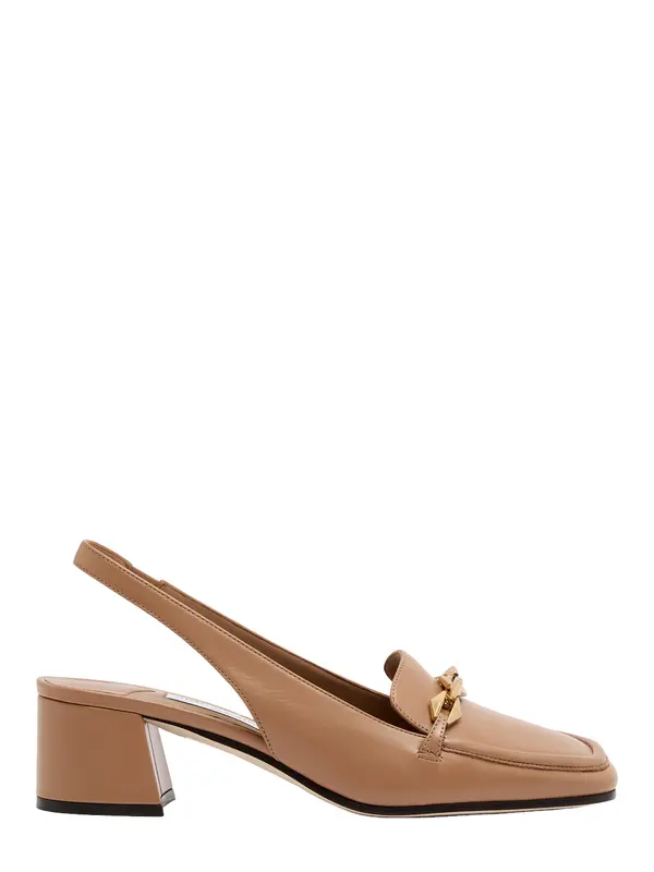 JIMMY CHOO Diamond Tilda 45 Leather Slingback Pumps - Nude