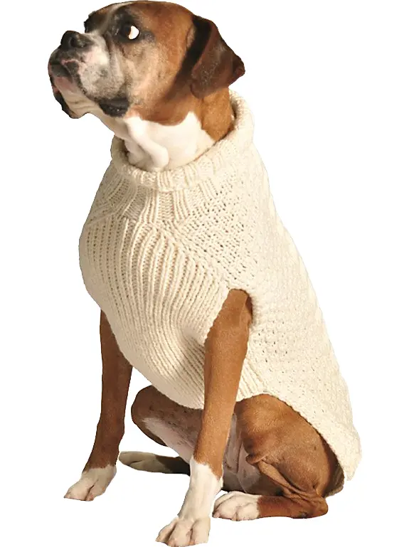 CHILLY DOG Cable Knit Sweater - White