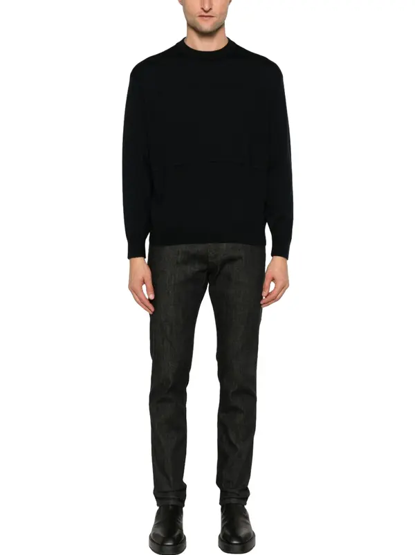 Emporio Armani Panelled Virgin Wool Sweater - Blue
