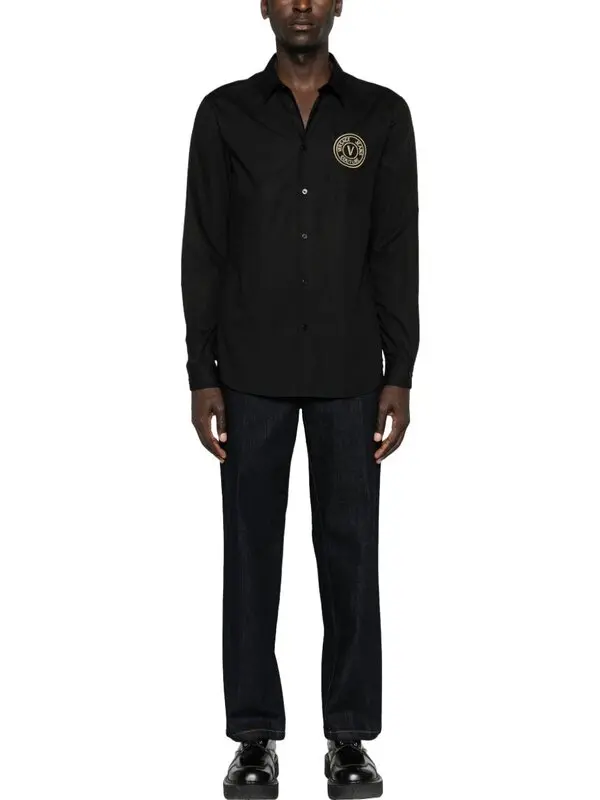 Versace Logo-embroidered Cotton Shirt - Black