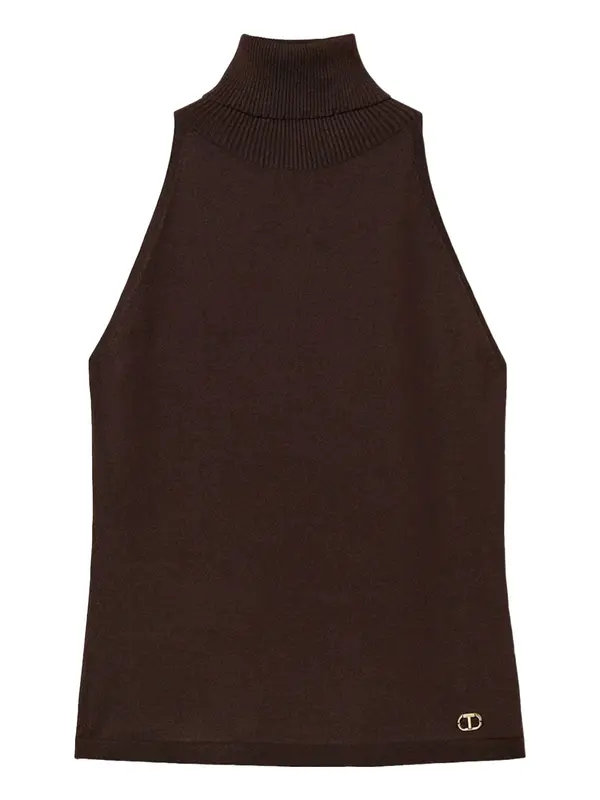 TWINSET Logo-plaque Knitted Top - Brown