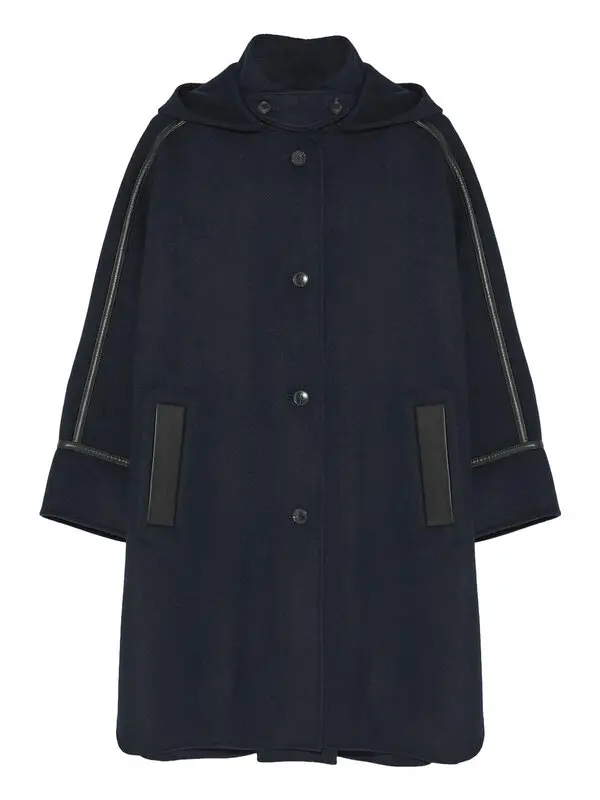 YVES SALOMON Cashmere-blend Hooded Cape - Blue