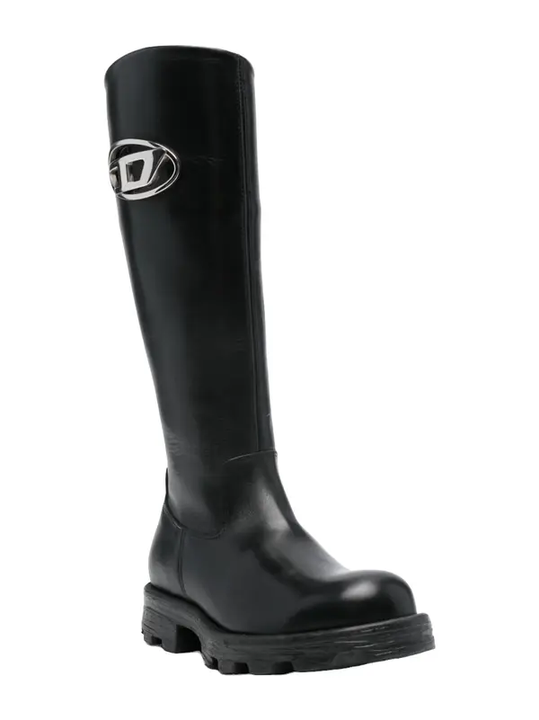 DIESEL Oval D-logo Boots - Black