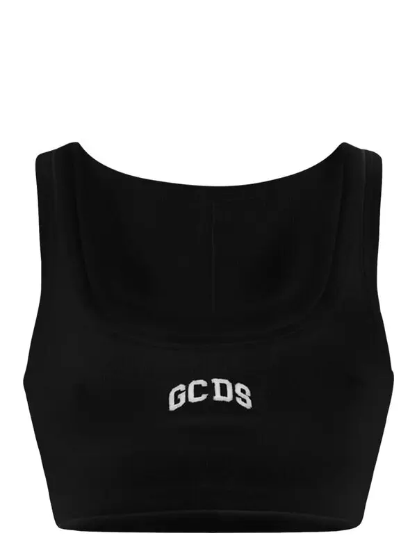 Gcds Logo-embroidered Cropped Top - Black