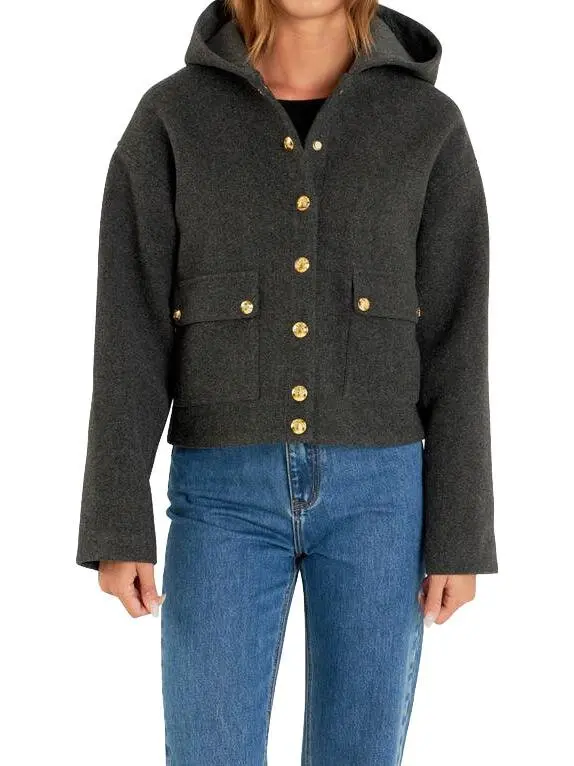 English Factory Hooded Cropped Coat - Charcoal