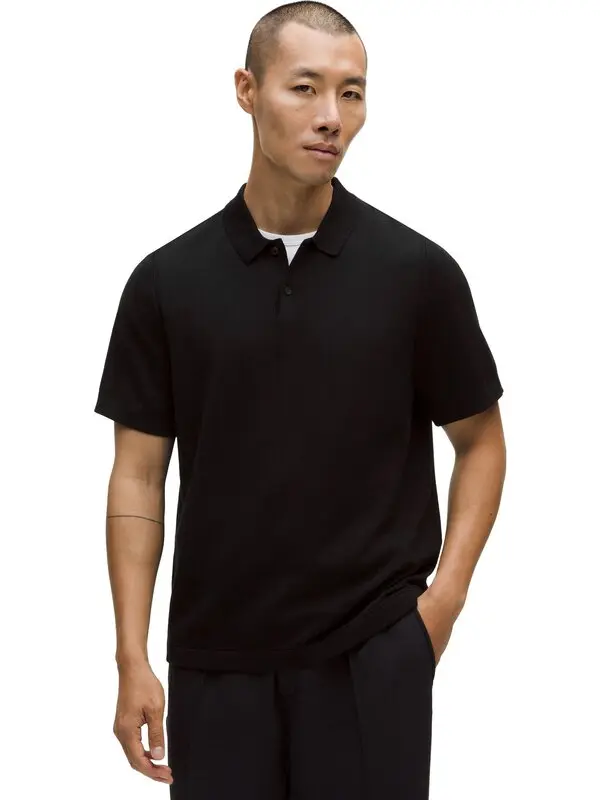 Lululemon New Venture Short-sleeve Knit Polo Shirt - Black